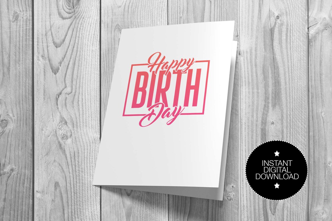 Printable Birthday Card Downloadable Happy Birthday Card - Etsy