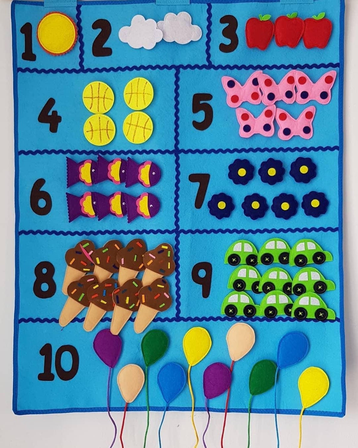 Counting Chart, Learning to Count, Felt Numbers, Delt Number Chart - Etsy
