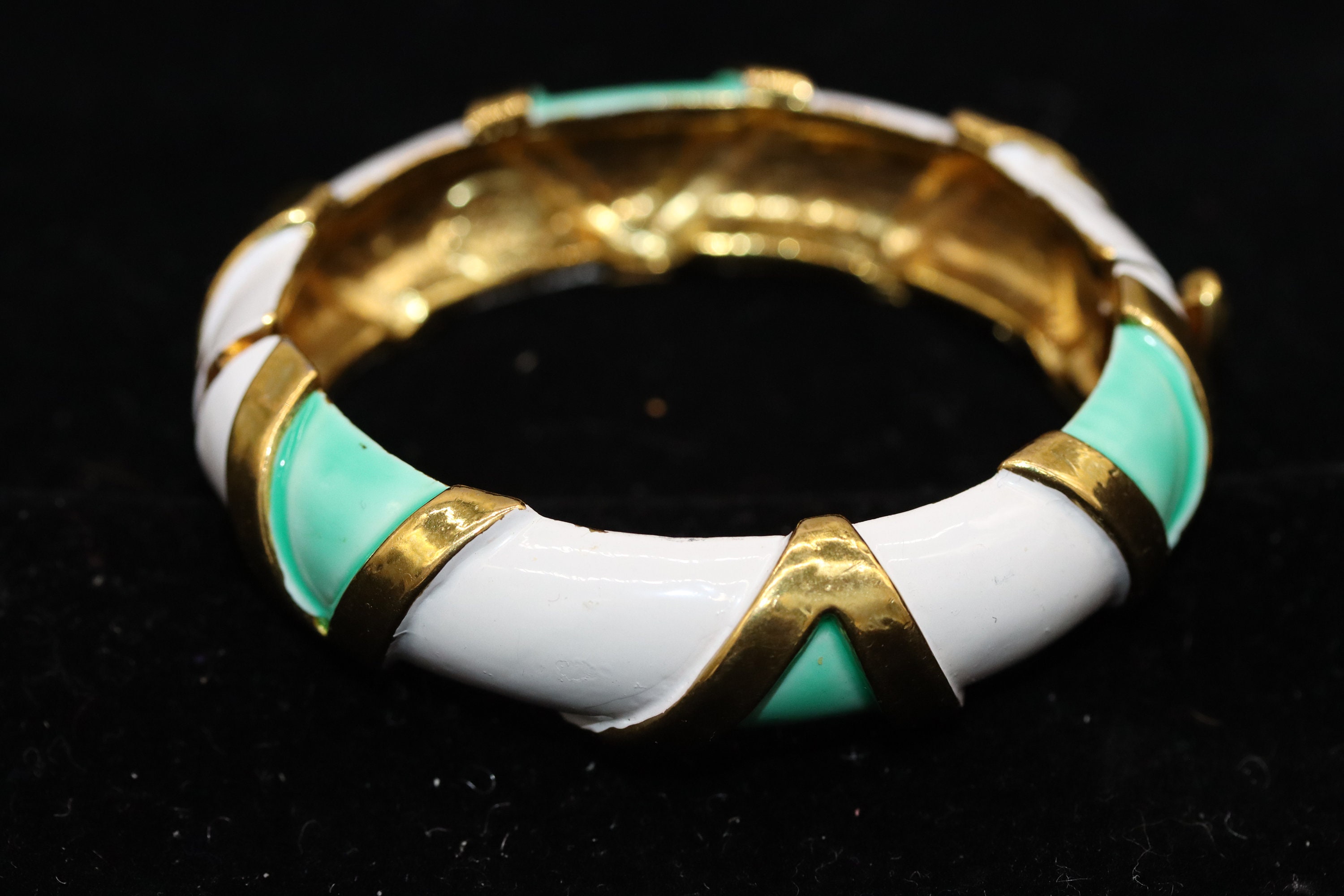 Vintage Signed Original by Robert Hinged Enamel Bangle - Etsy