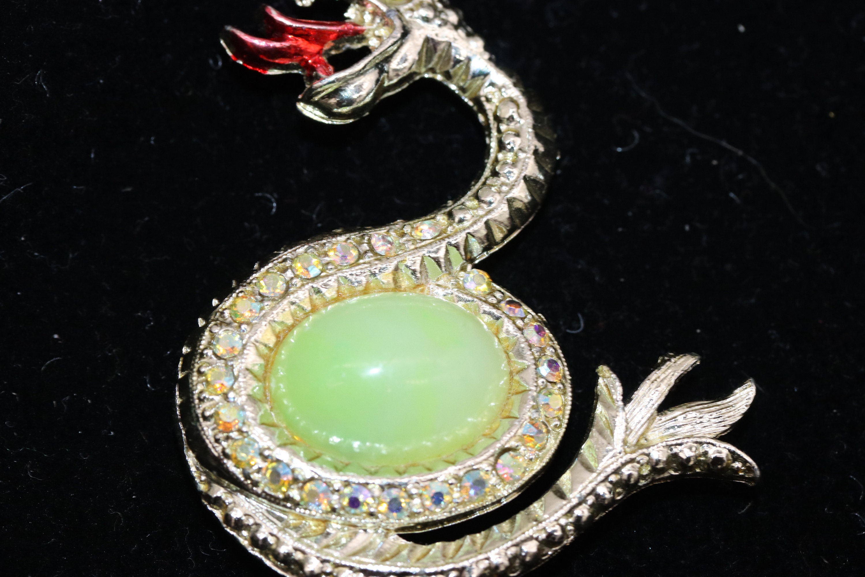 Vintage Unsigned Jelly Belly Light Green Cabochon Snake Python - Etsy