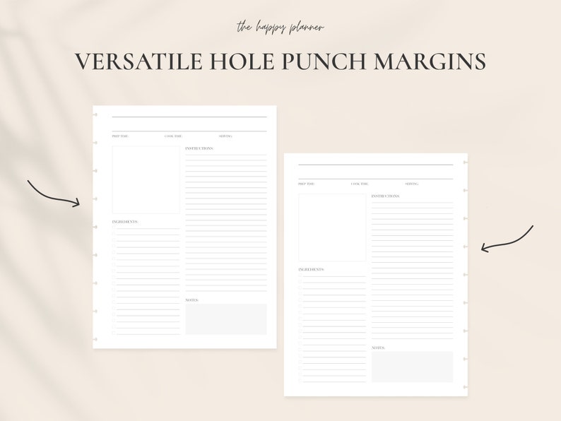 Recipe Template for the Happy Planners | Family Recipe Journal Inserts ...