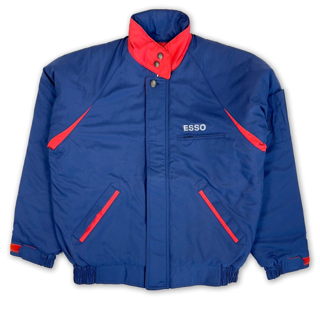 New Retro Jdm Japan Esso Safety Reflective Gas Station Staff Jacket ...