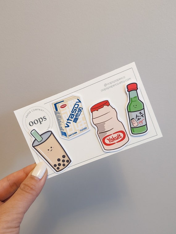 Beverage Drinks Sticker Bundle Set of 4 Soju Bubble Tea | Etsy