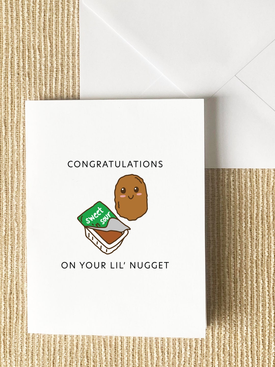 Lil Nugget Card - Punny, Funny Cute Greeting, Baby, Congratulations ...