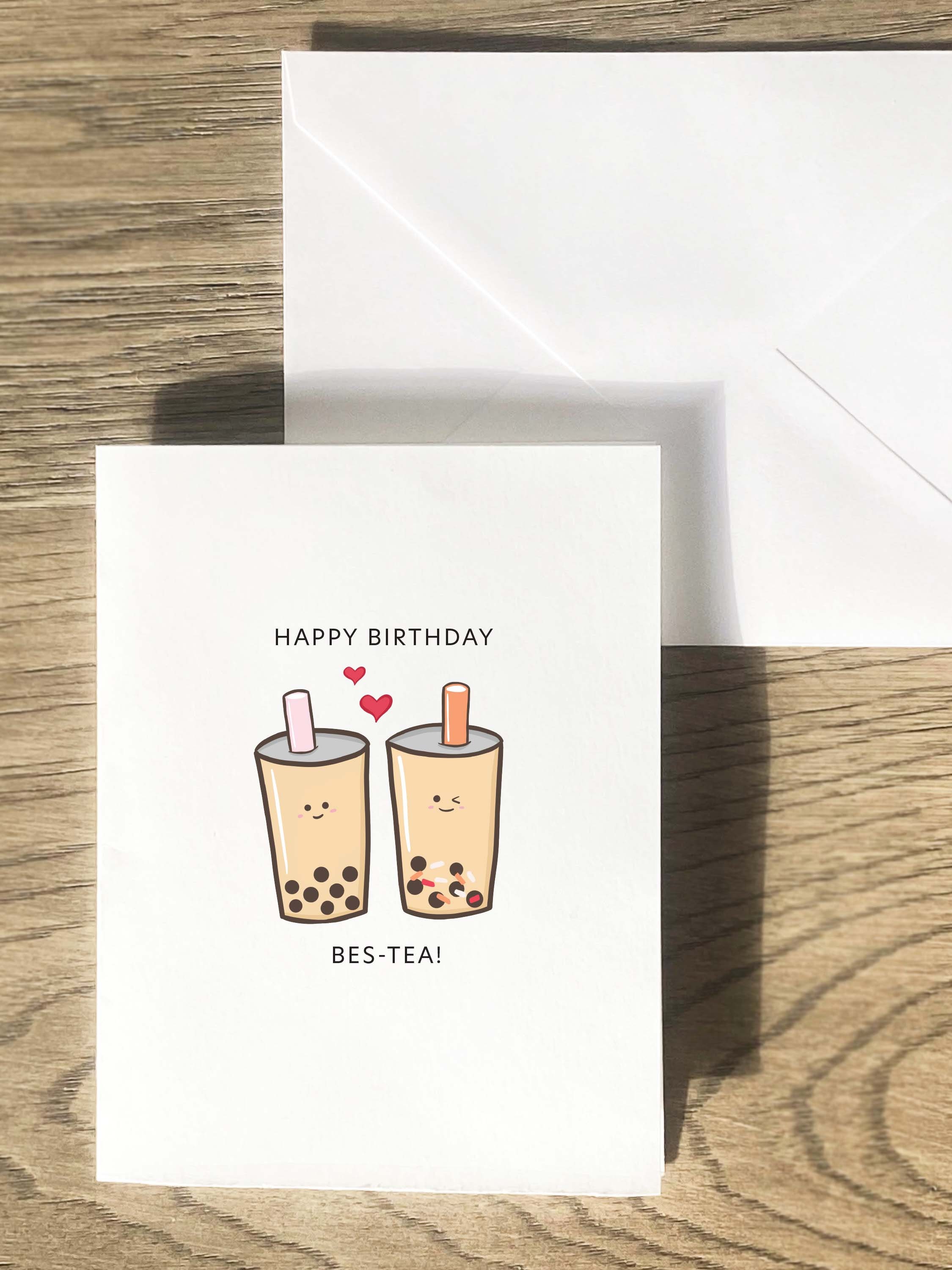 Boba Par-tea Best-tea Card - Asian Punny Funny Cute Greeting, Birthday ...