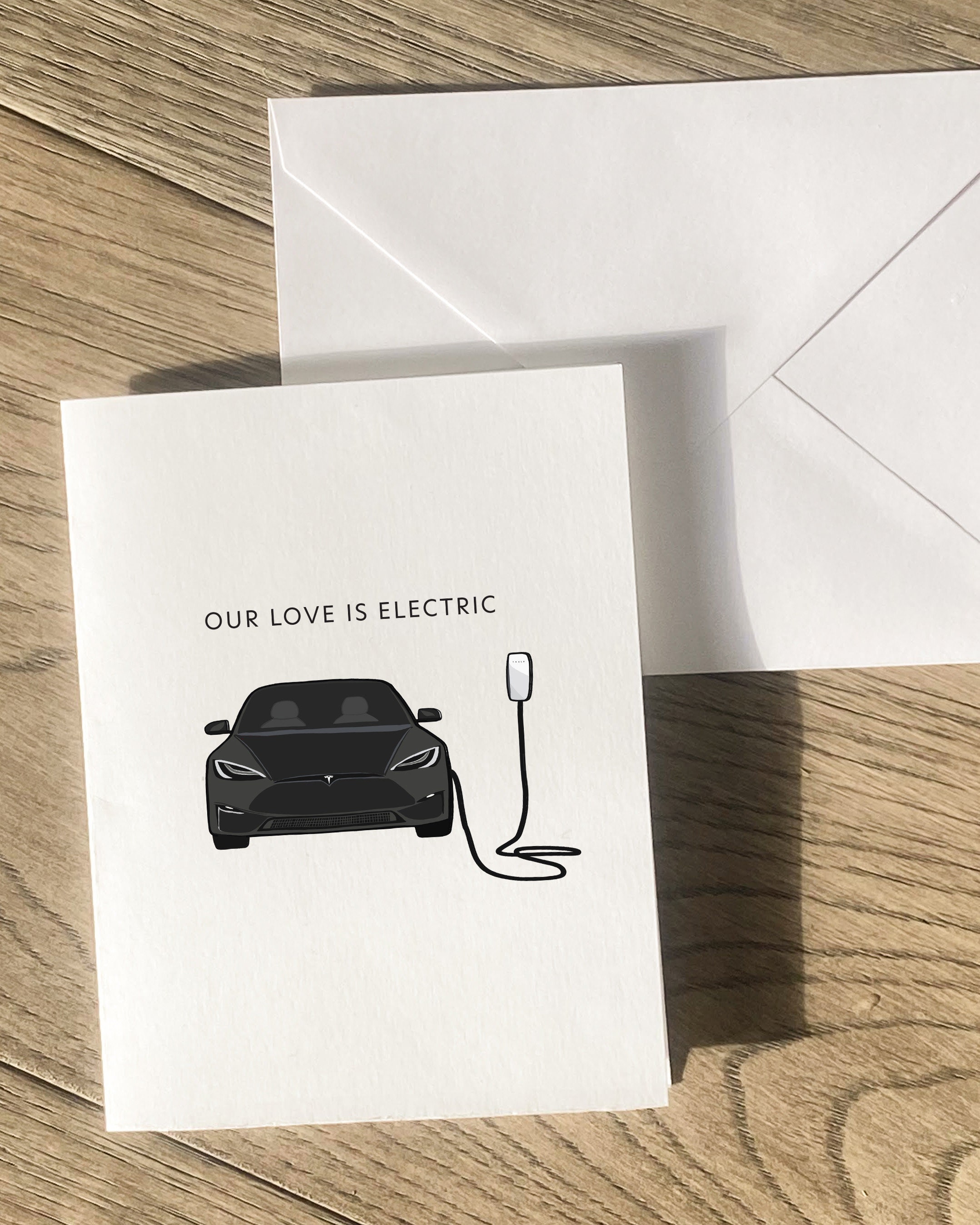 Tesla Model S Card White Black Red Car Punny Valentines | Etsy