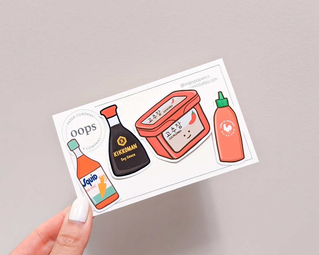 Asian Sauce Sticker Bundle Set of 4 - Soy Sauce, Fish Sauce, Sriracha ...