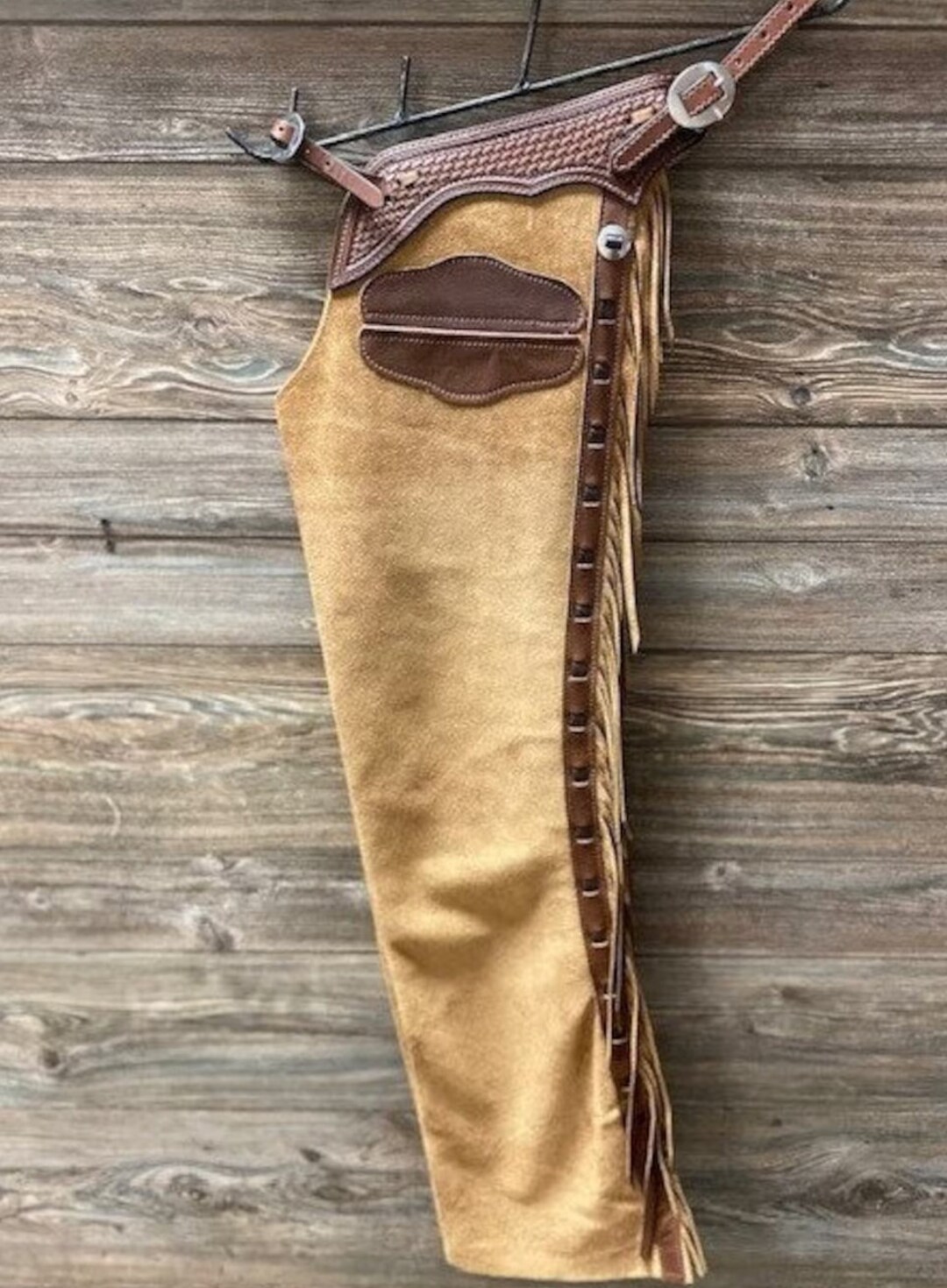Native American Cowboy Style Chap Hand Made Horse Riding Buck Skin ...