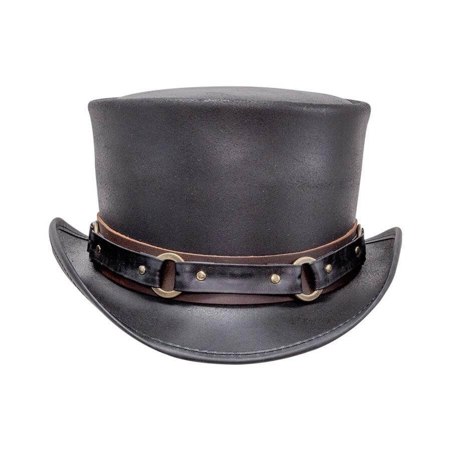 Leather Top Hat Steampunk Style Top Hat Black Band Ring Deadman ...