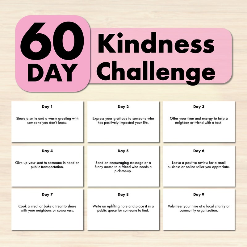 Kindness Challenge Cards - Etsy