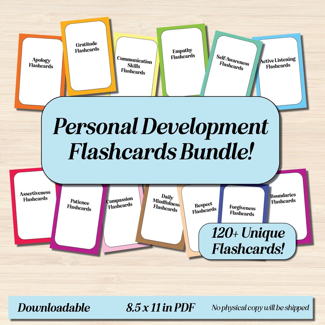 Personal Development Flashcard Bundle, Therapy, School Counseling, and ...
