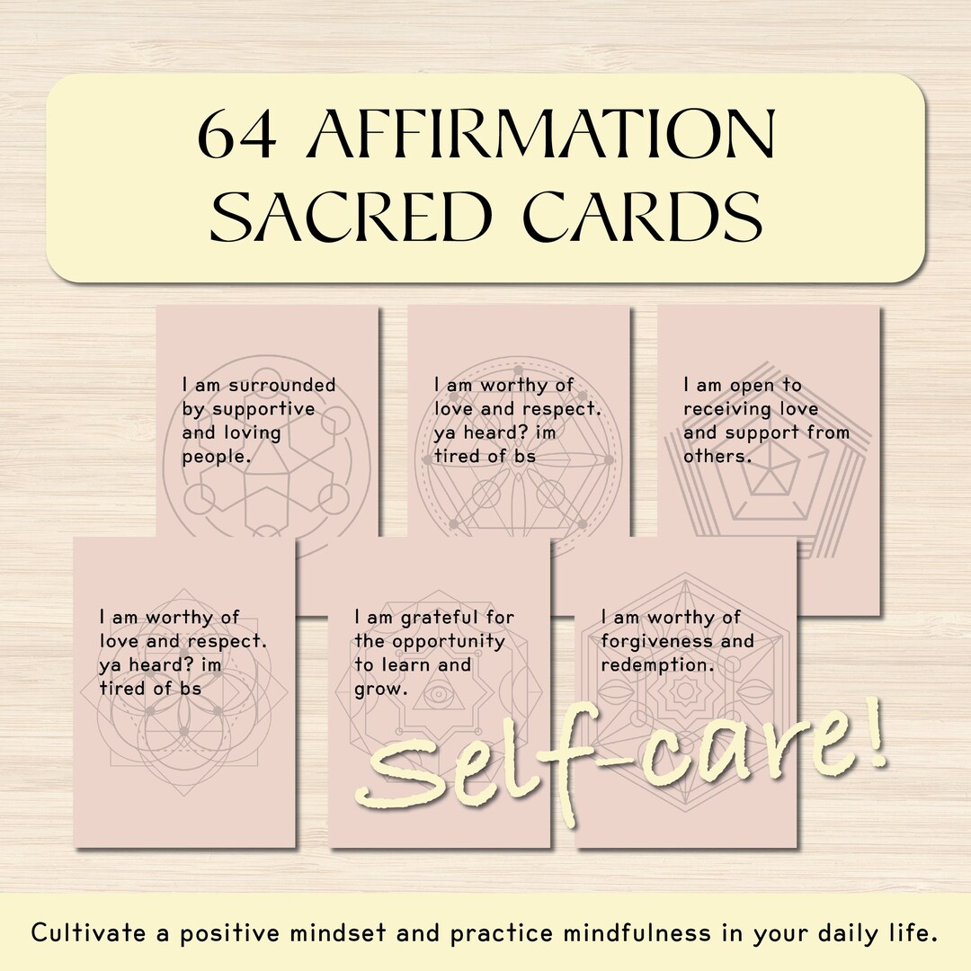 64 Affirmation Cards Mindfulness Affirmations Deck 2021 - Etsy