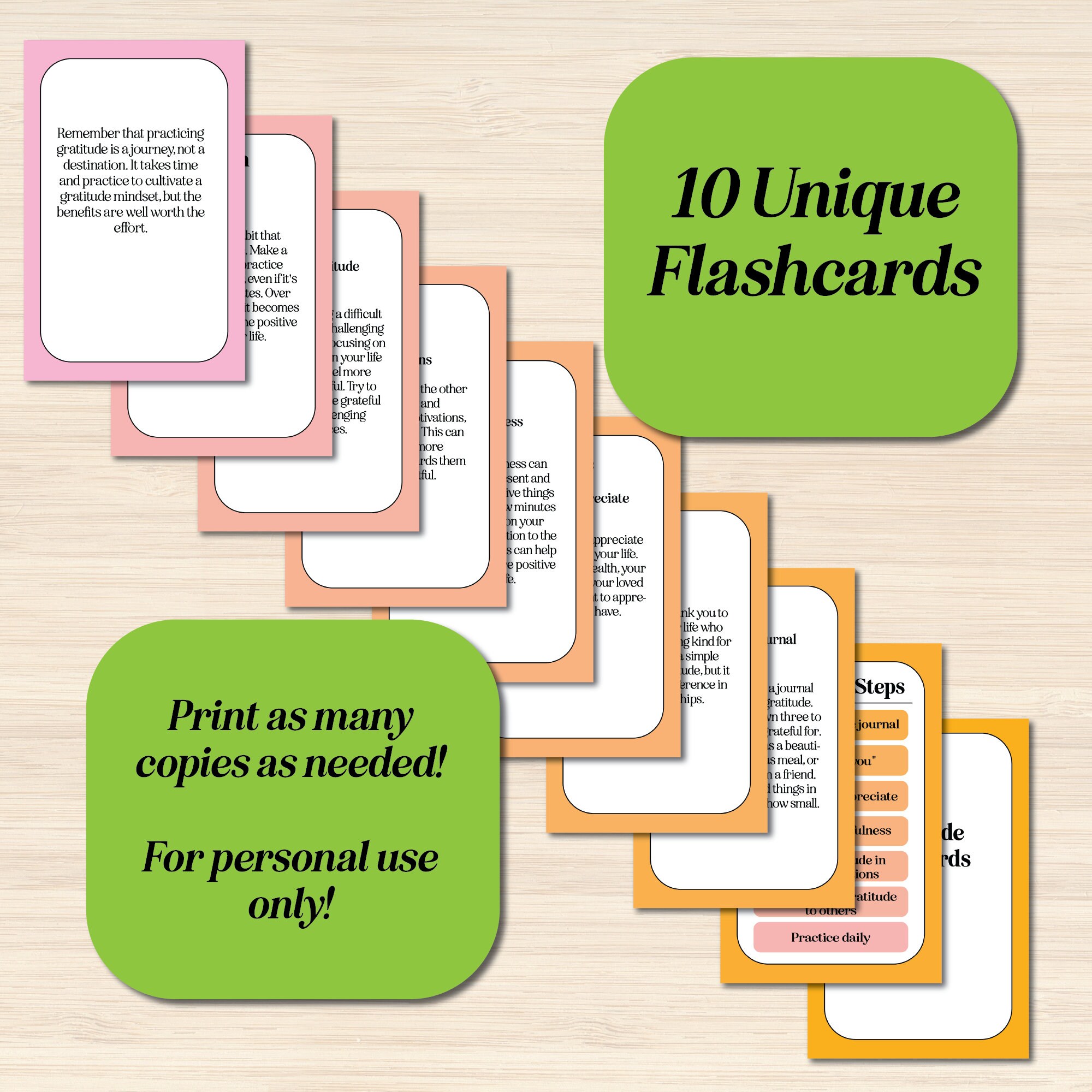 Gratitude Flashcards Instant Download - Boost Your Mood and Cultivate a ...