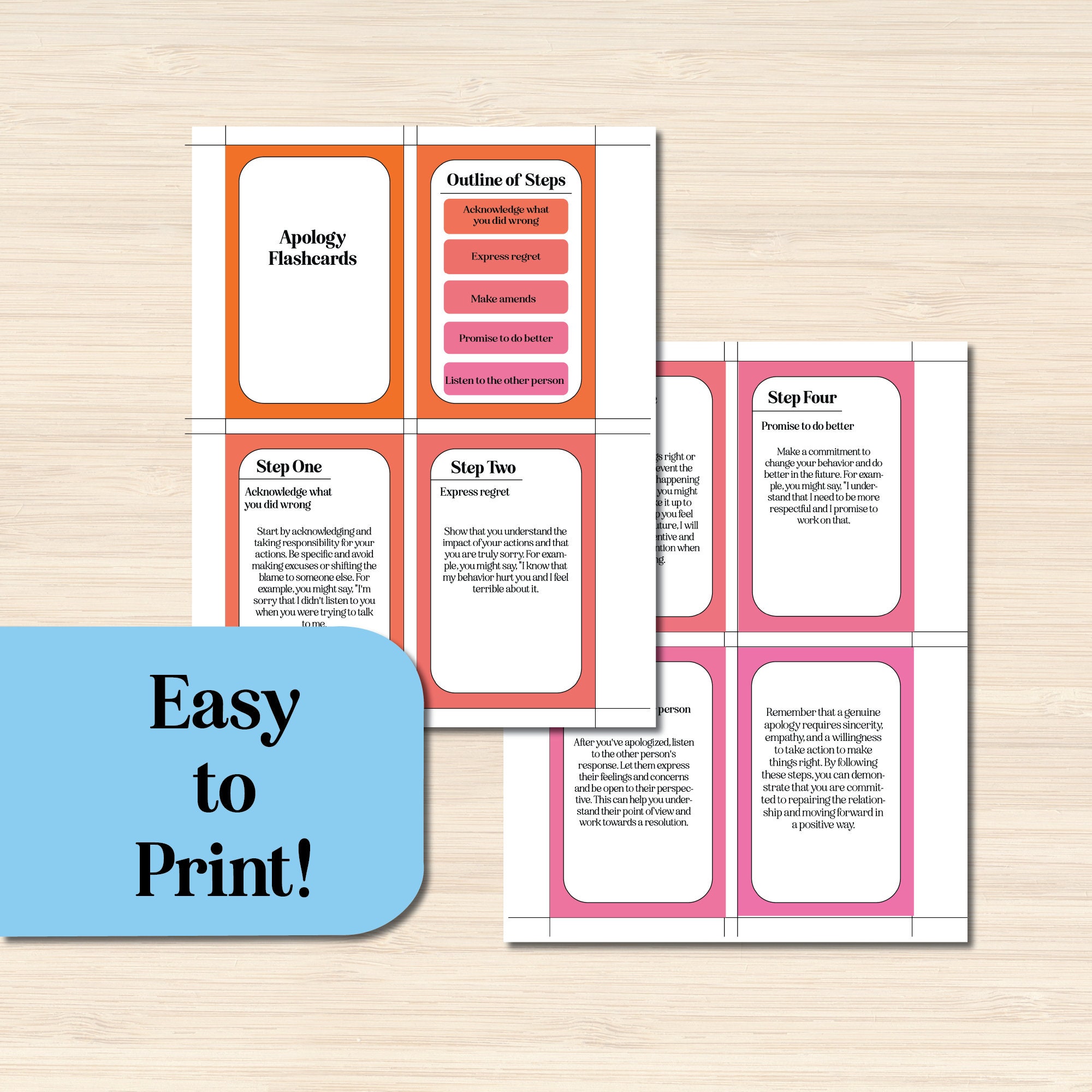 Apology Flashcards - A Helpful Resource for Therapy, Coping, and ...