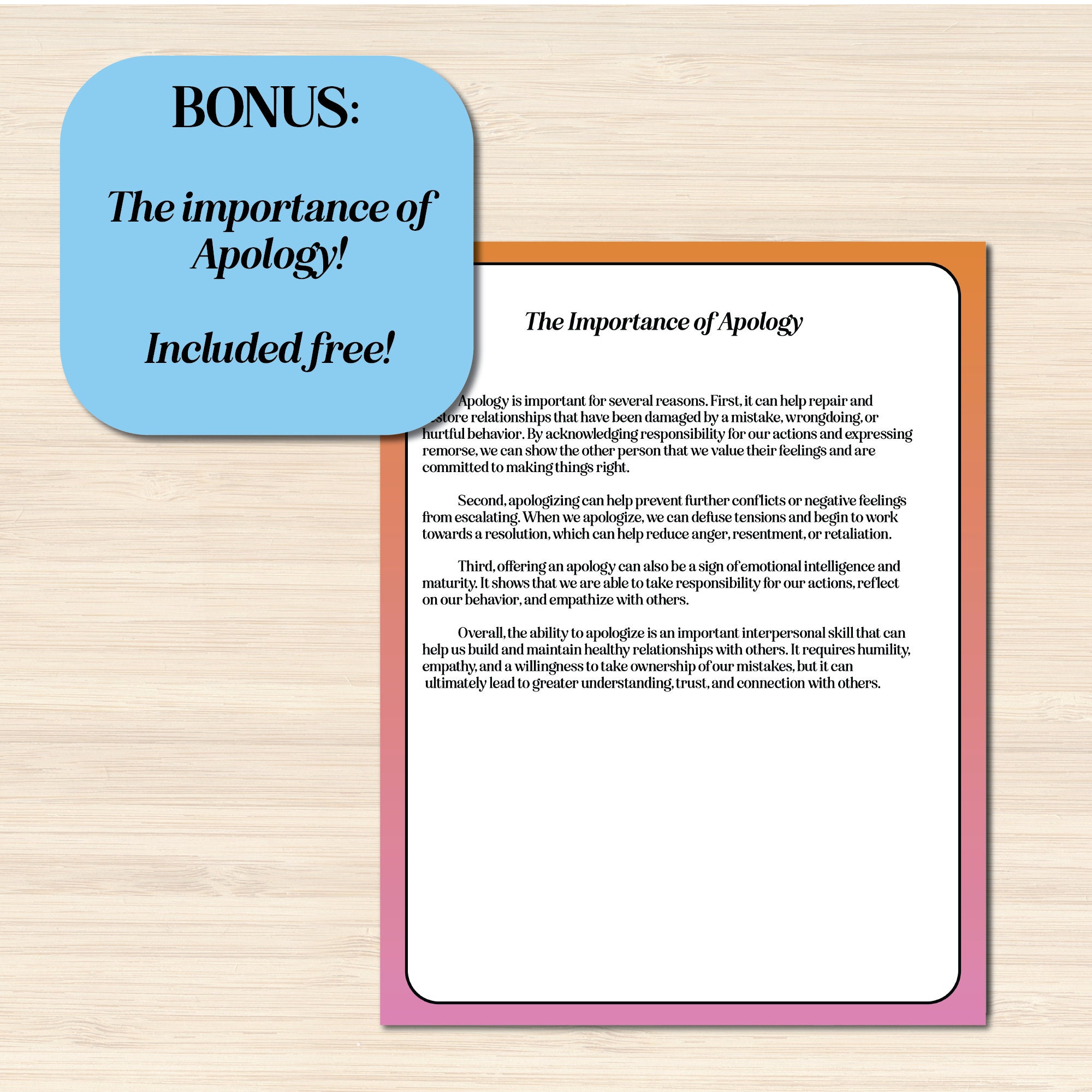 Apology Flashcards A Helpful Resource for Therapy, Coping, and ...