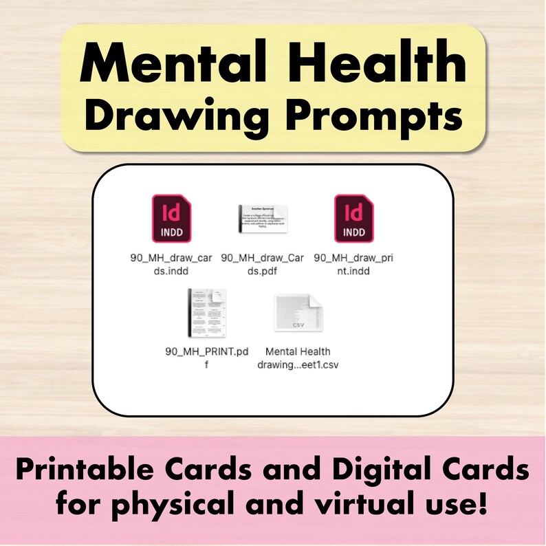 Mental Health Drawing Prompts Card Set, Self Care Journaling Prompt - Etsy