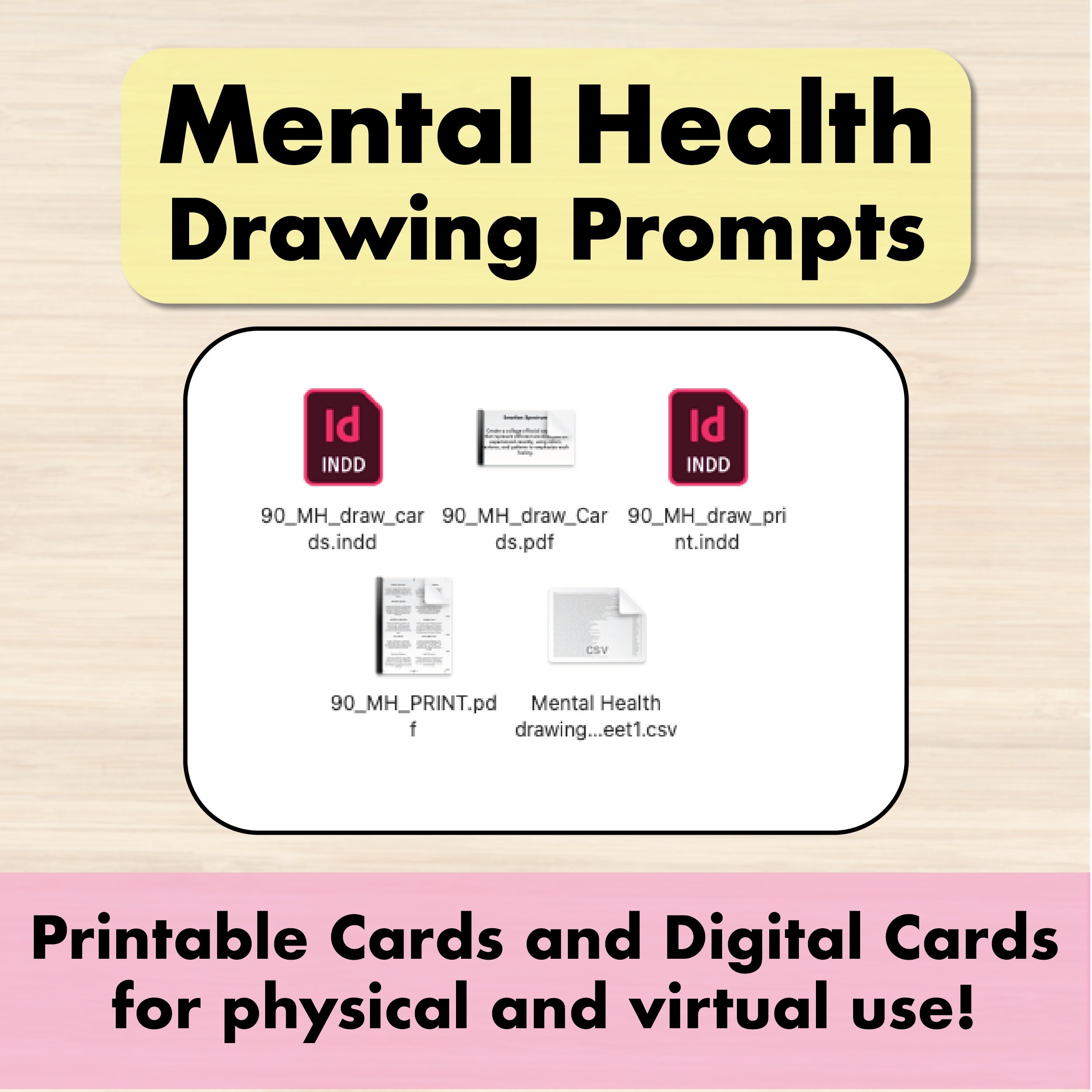 Mental Health Drawing Prompts Card Set, Self Care Journaling Prompt - Etsy