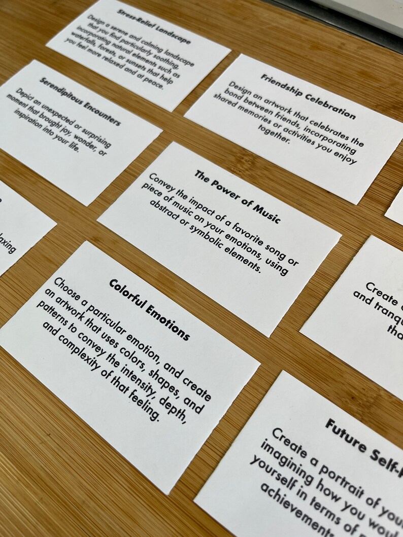 Mental Health Drawing Prompts Card Set, Self Care Journaling Prompt - Etsy