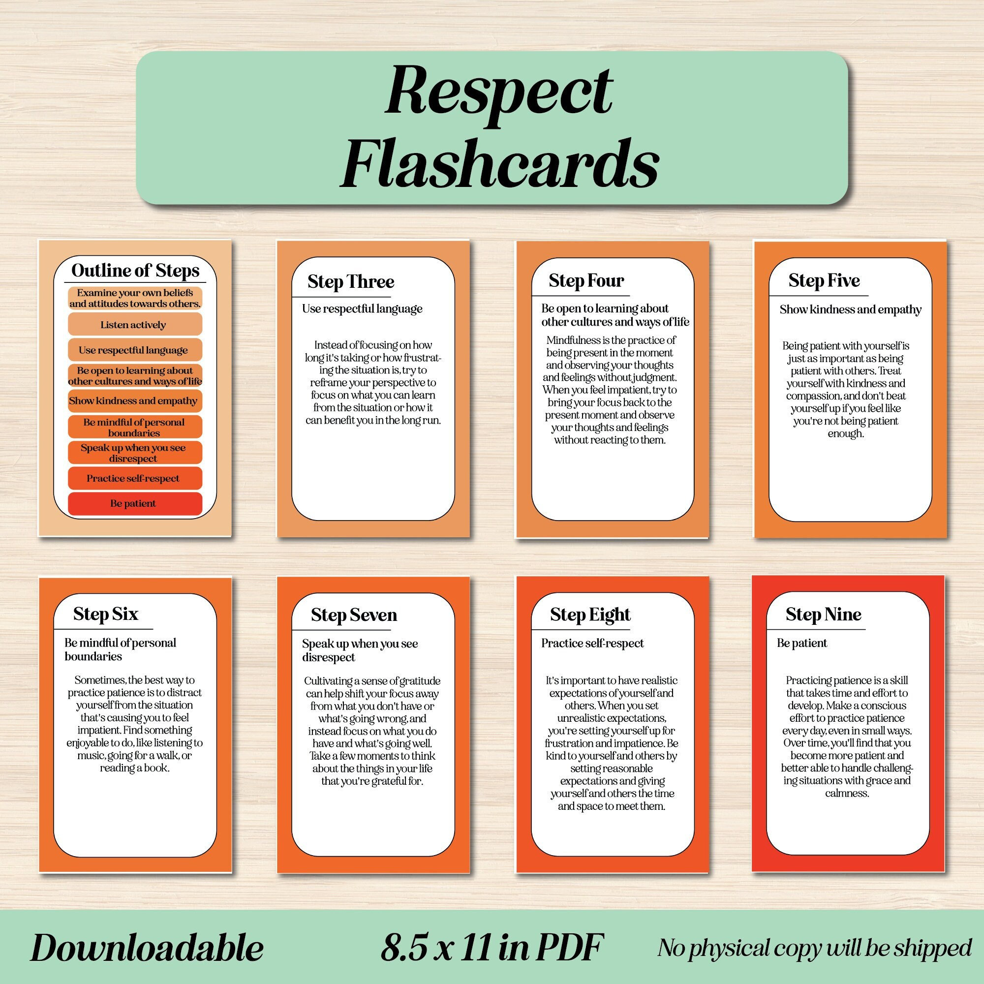 Respect Flashcards - Ideal Tool for Personal Growth, CBT, and School ...
