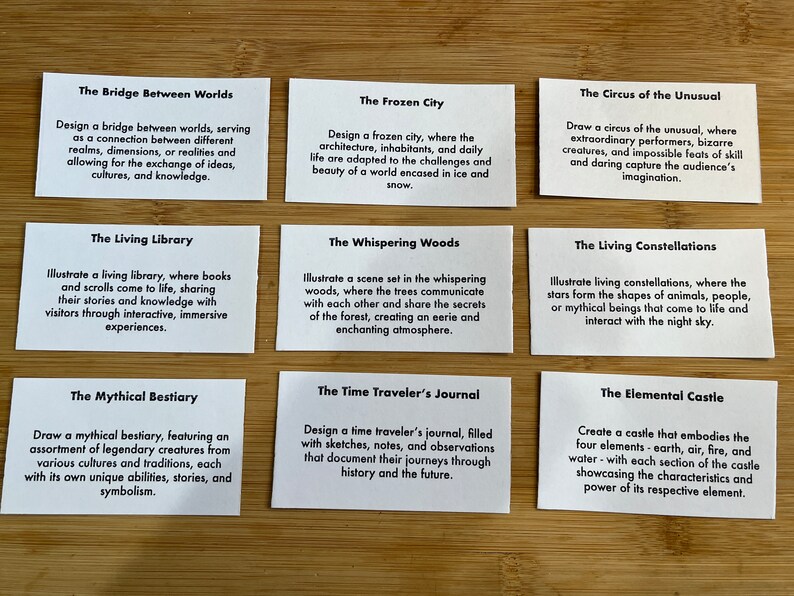 Creative Drawing Prompt Cards - Etsy