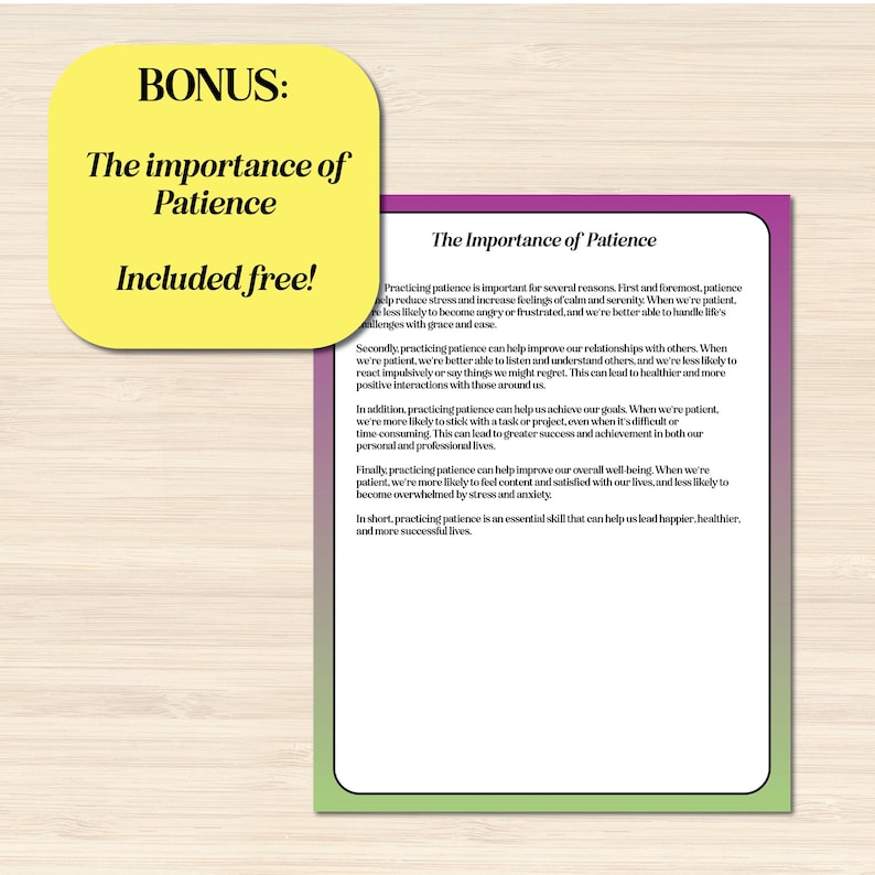 Patience Flashcards - Ideal Tool for Personal Growth, CBT, and School ...