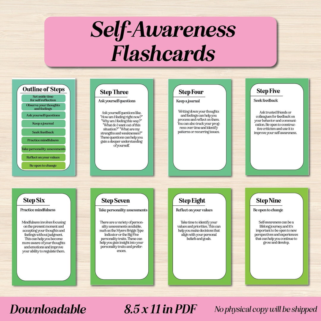 Self-awareness Flashcards - Ideal Tool for Personal Growth, CBT, and ...