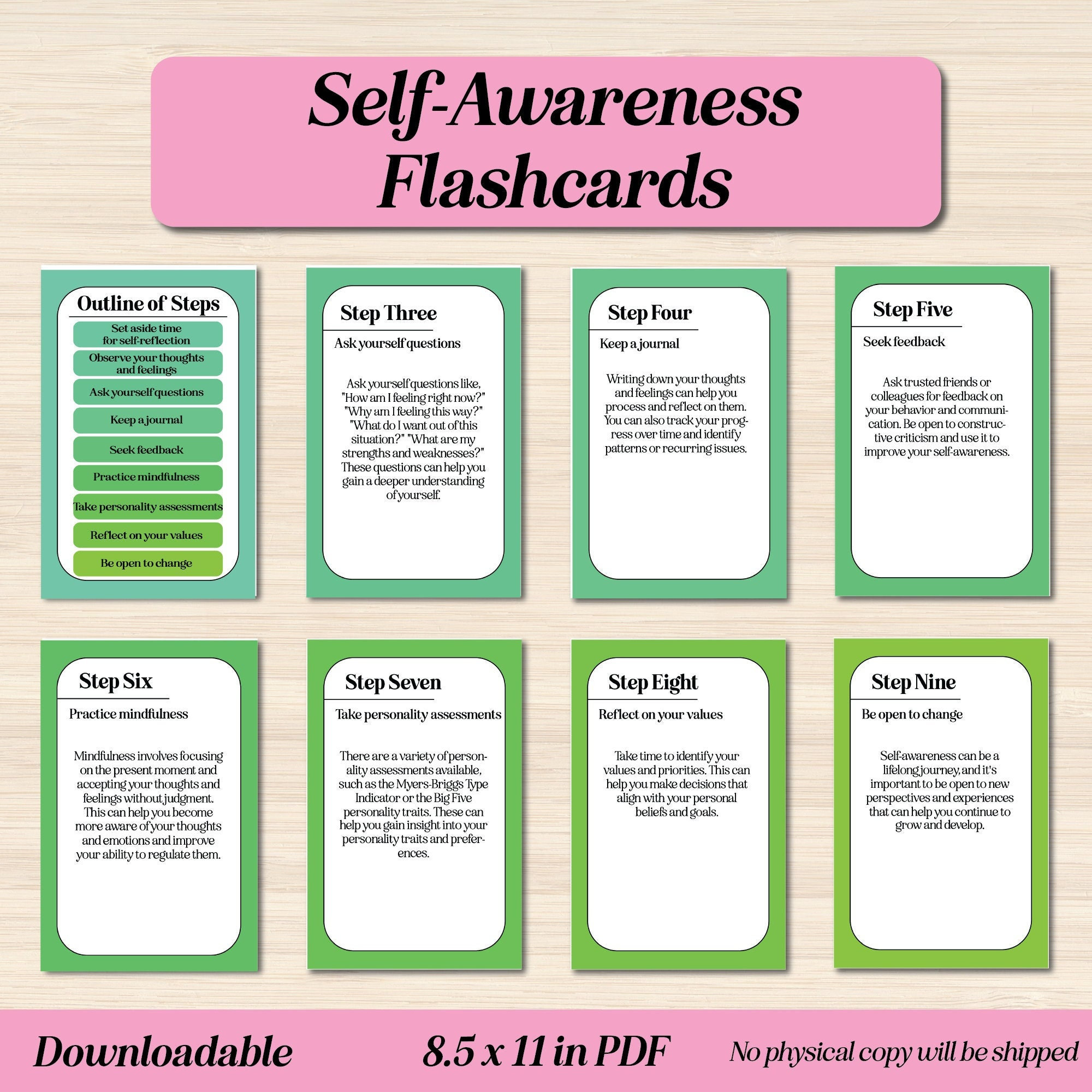 Self-awareness Flashcards - Ideal Tool for Personal Growth, CBT, and ...