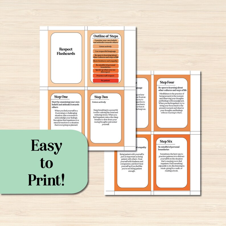 Respect Flashcards - Ideal Tool for Personal Growth, CBT, and School ...