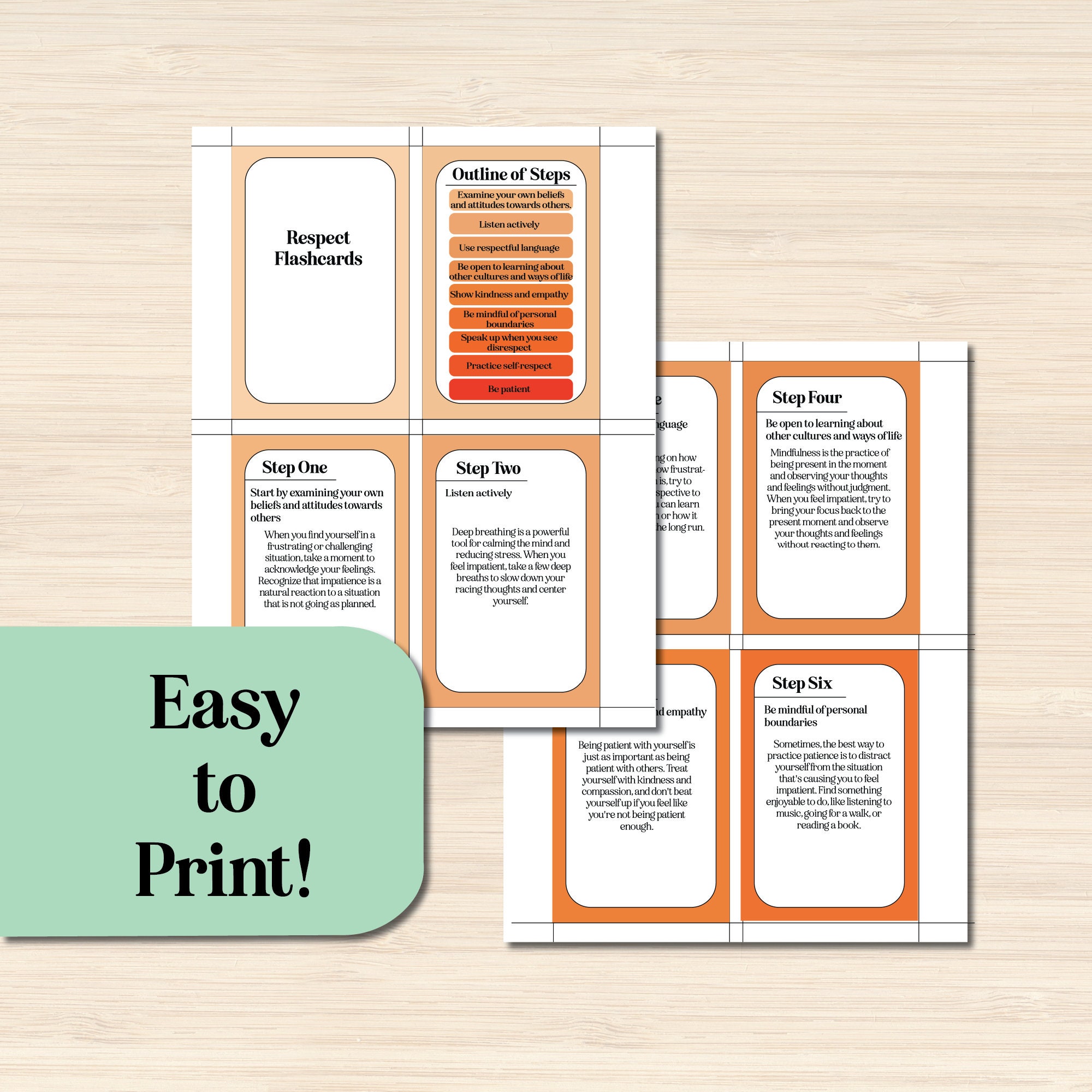 Respect Flashcards - Ideal Tool for Personal Growth, CBT, and School ...