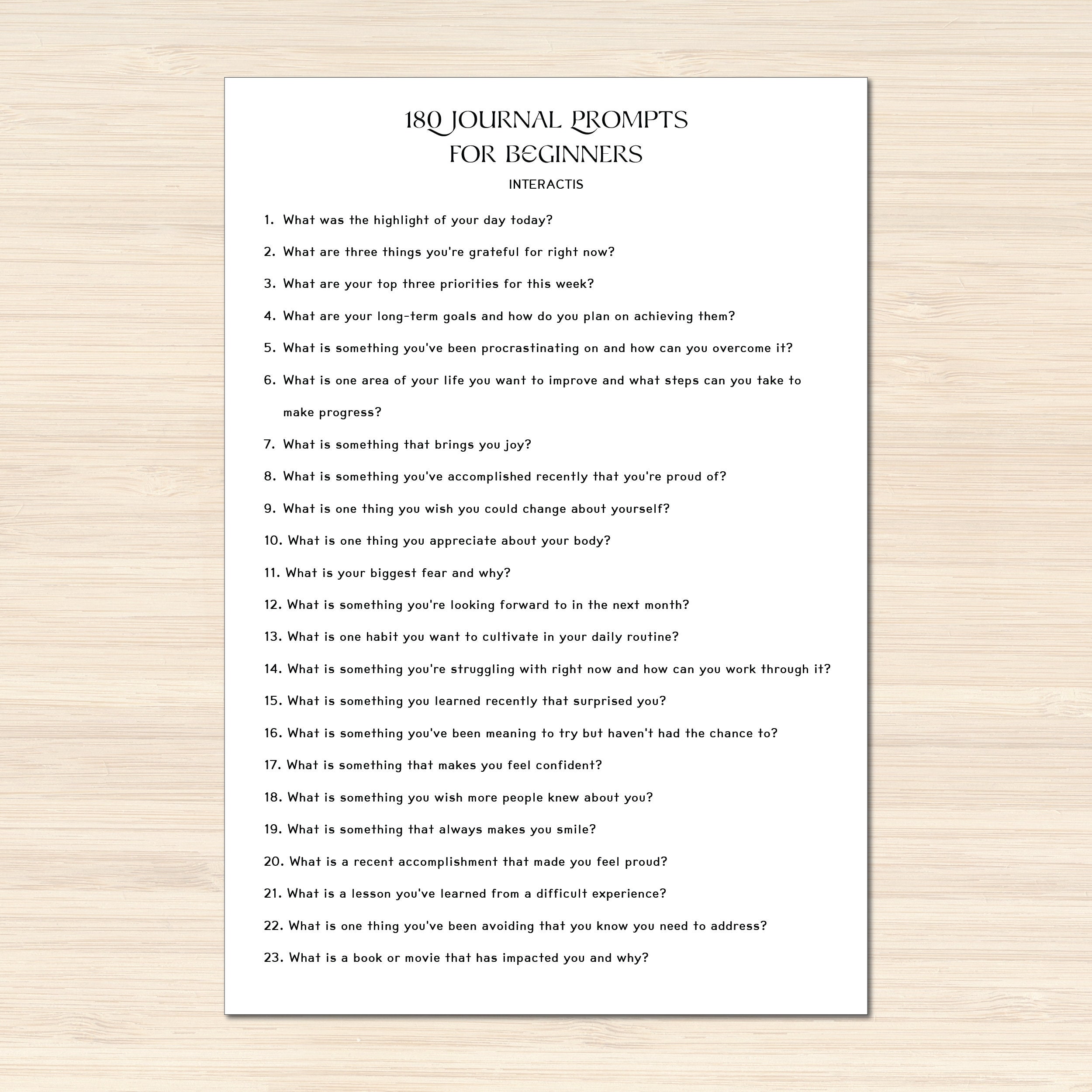 180 Journal Prompts for Beginners, Personal Development, Mindfulness ...