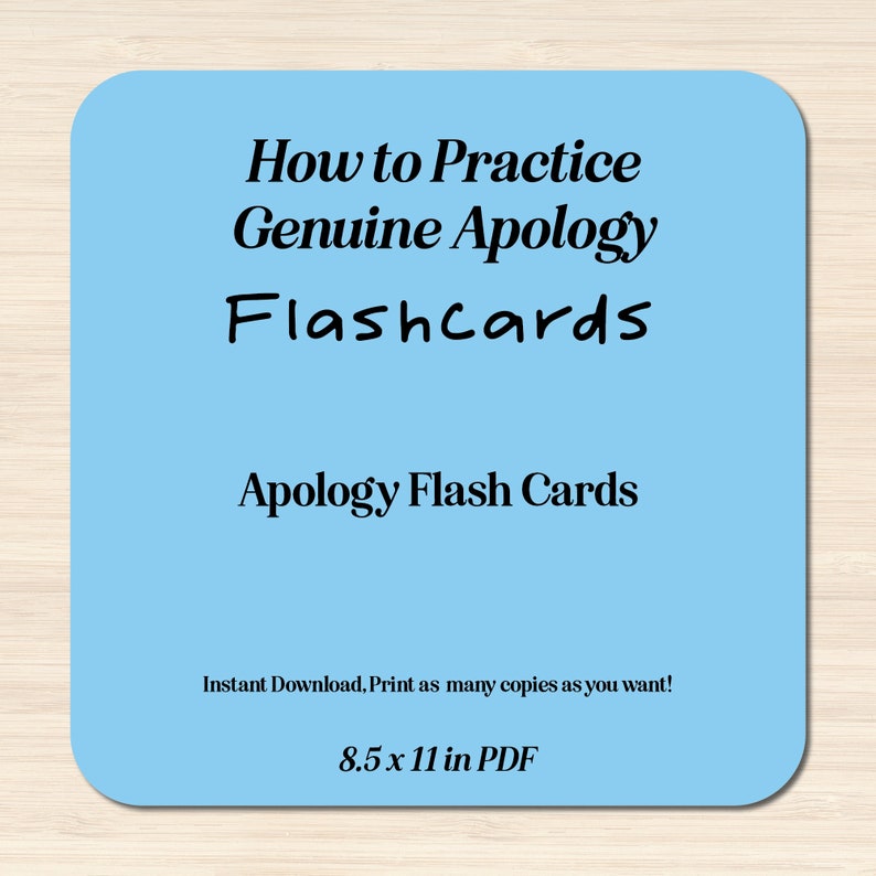 Apology Flashcards - A Helpful Resource for Therapy, Coping, and ...