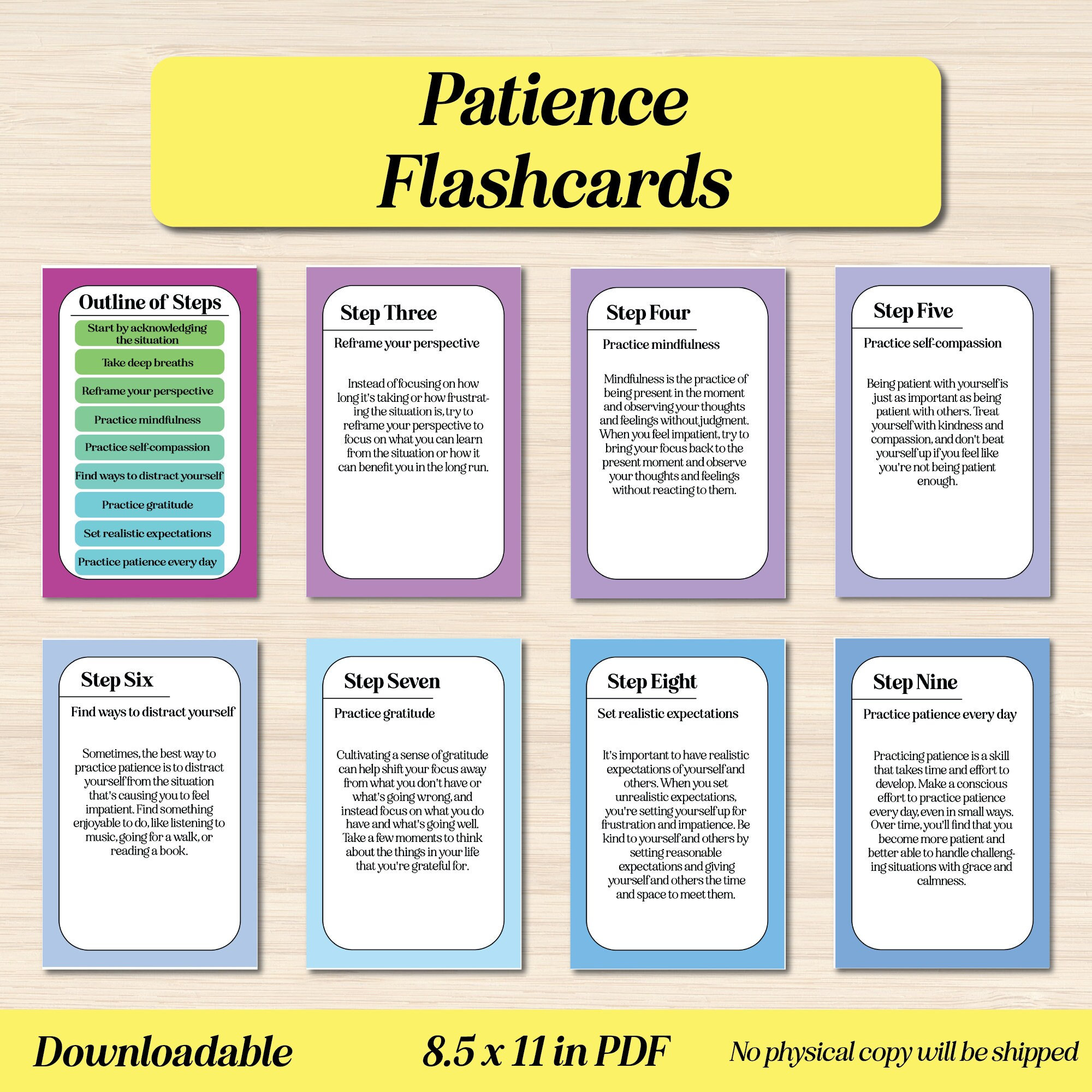 Patience Flashcards - Ideal Tool for Personal Growth, CBT, and School ...