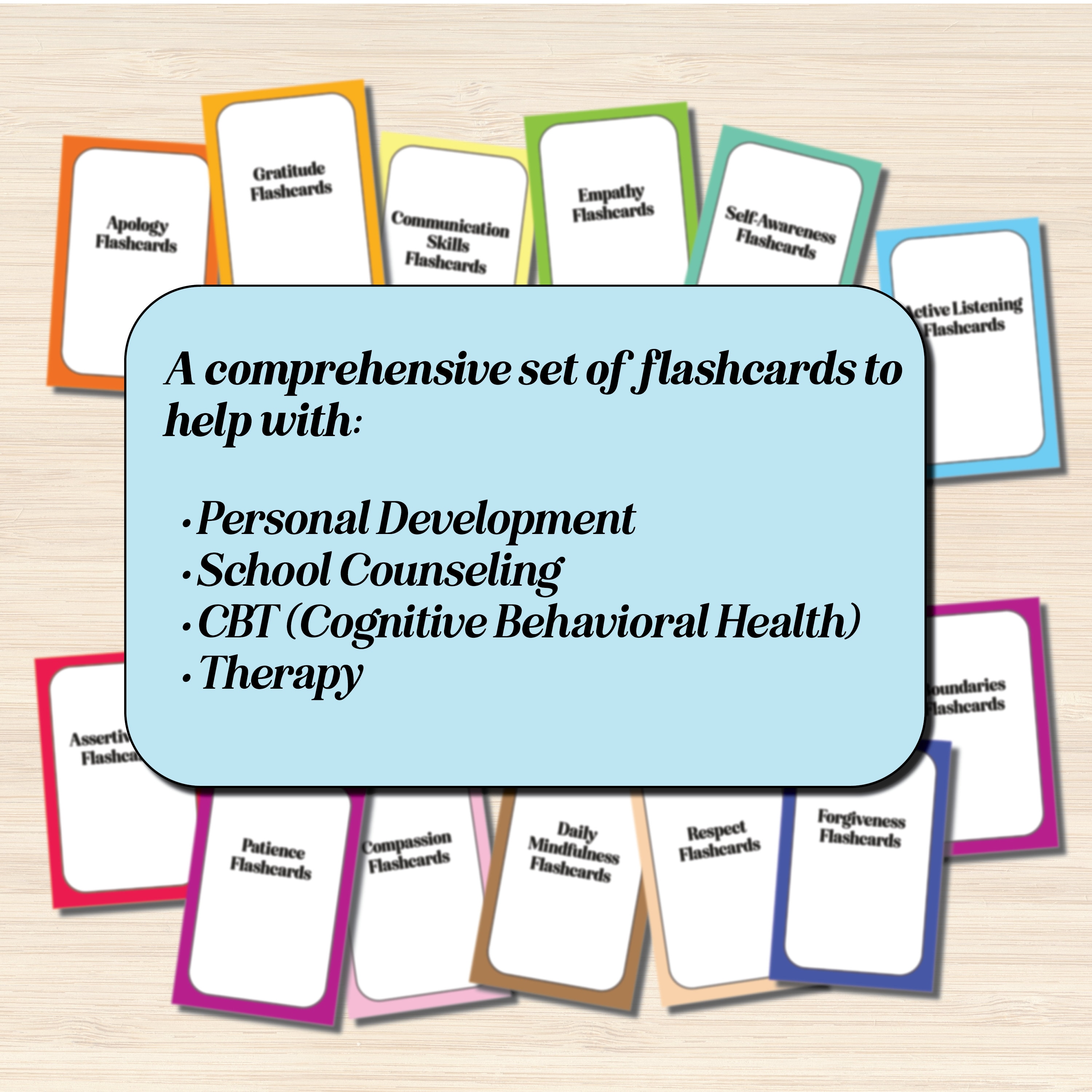 Personal Development Flashcard Bundle, Therapy, School Counseling, and ...