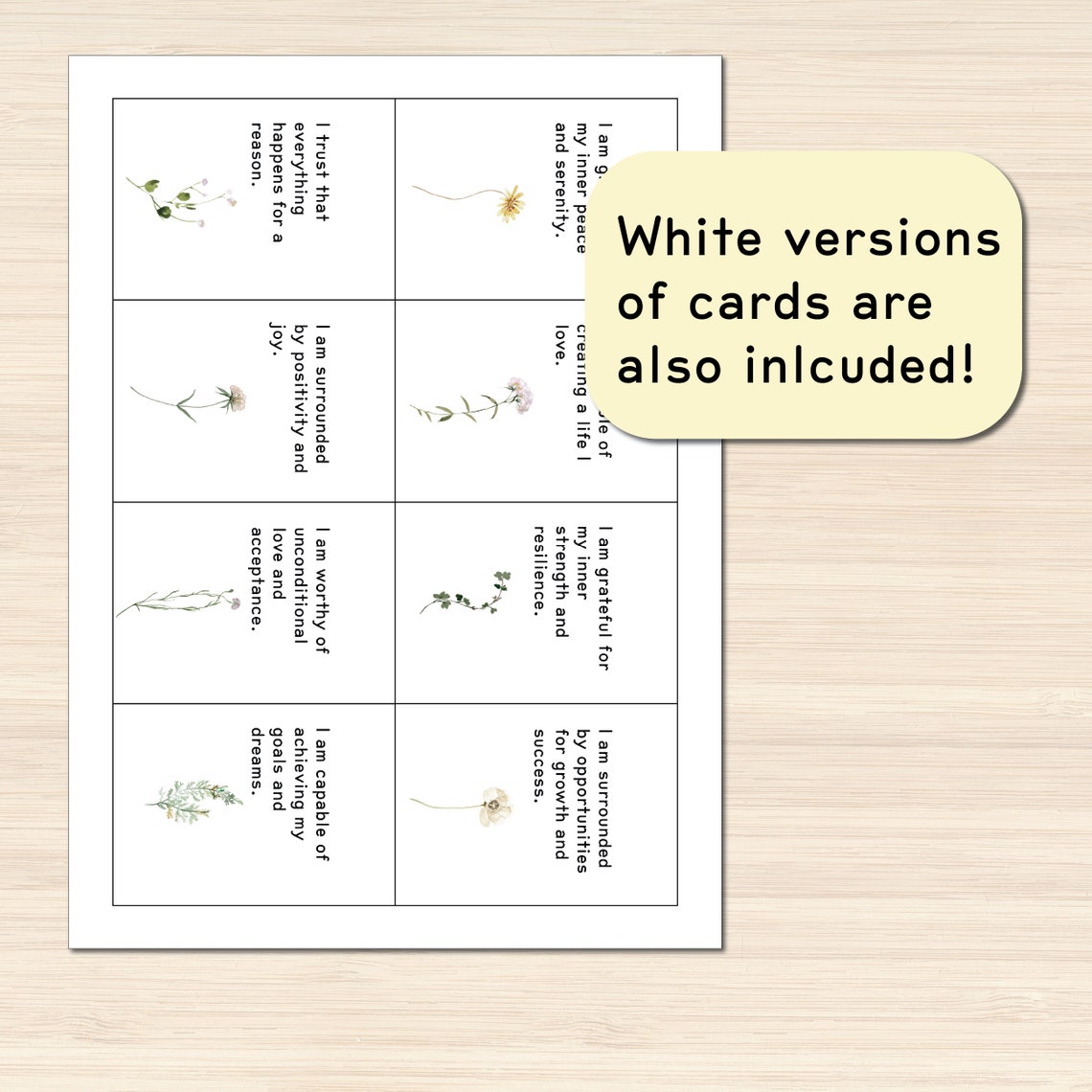 Affirmation Cards 64 Mindful Watercolor Flower Affirmations for ...