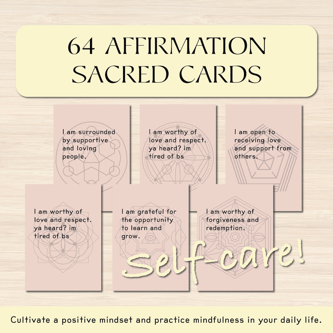 64 Affirmation Cards, Mindfulness Affirmations Deck 2021, Positive ...