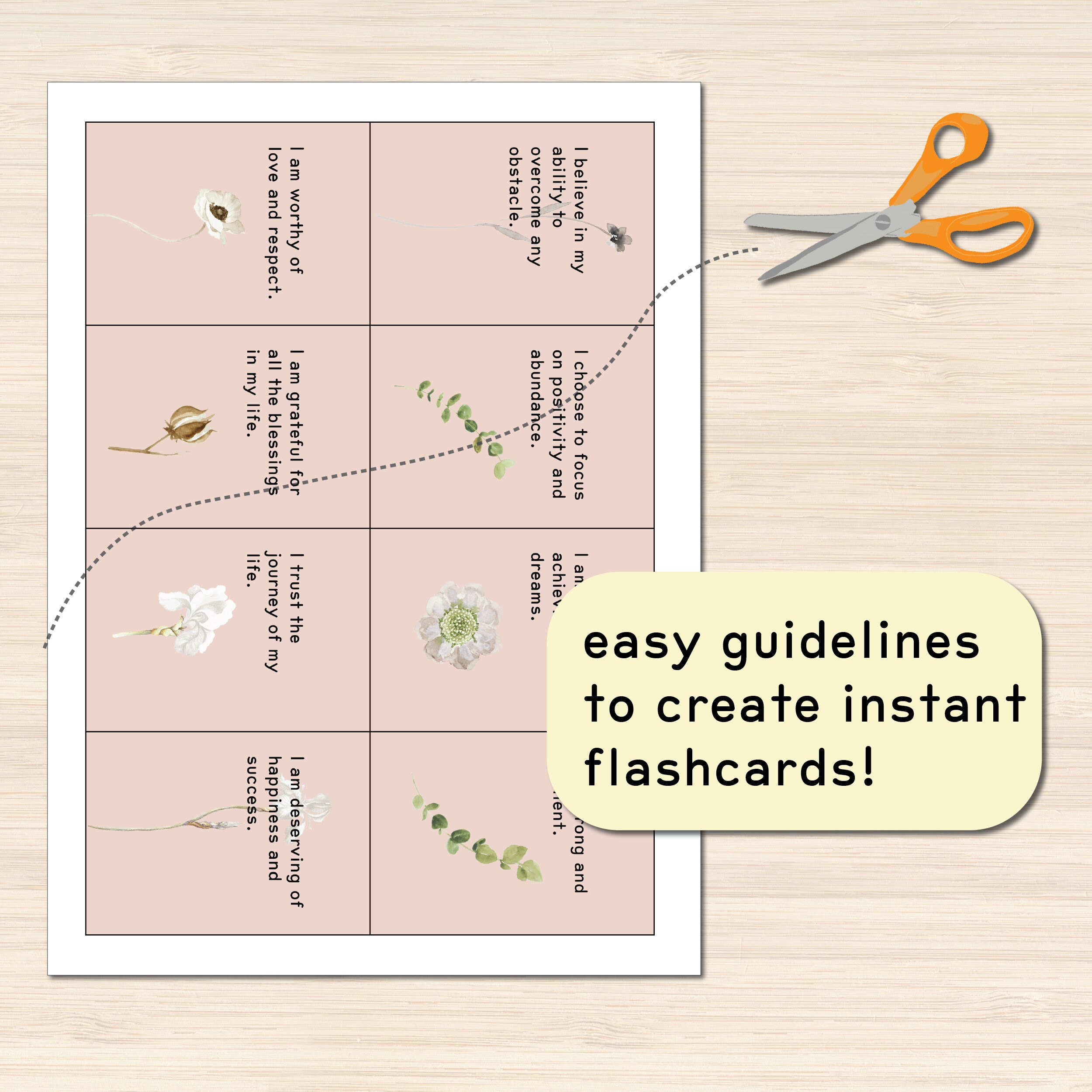 Affirmation Cards 64 Mindful Watercolor Flower Affirmations for ...