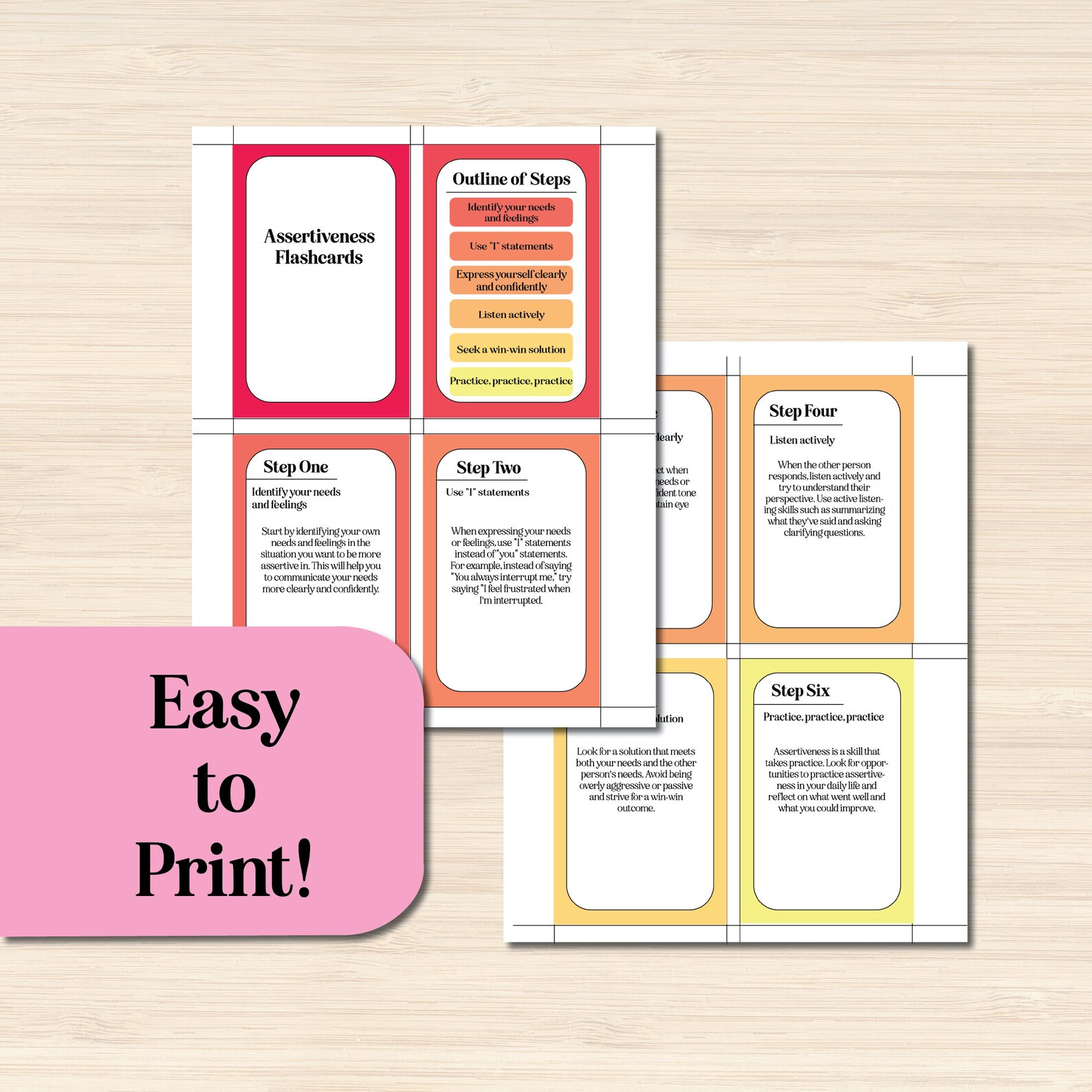 Assertiveness Flashcards - A Helpful Resource for Therapy, Coping, and Emotional Growth - CBT ...