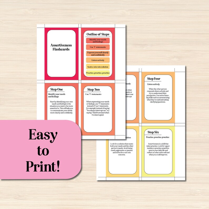 Assertiveness Flashcards - A Helpful Resource for Therapy, Coping, and ...
