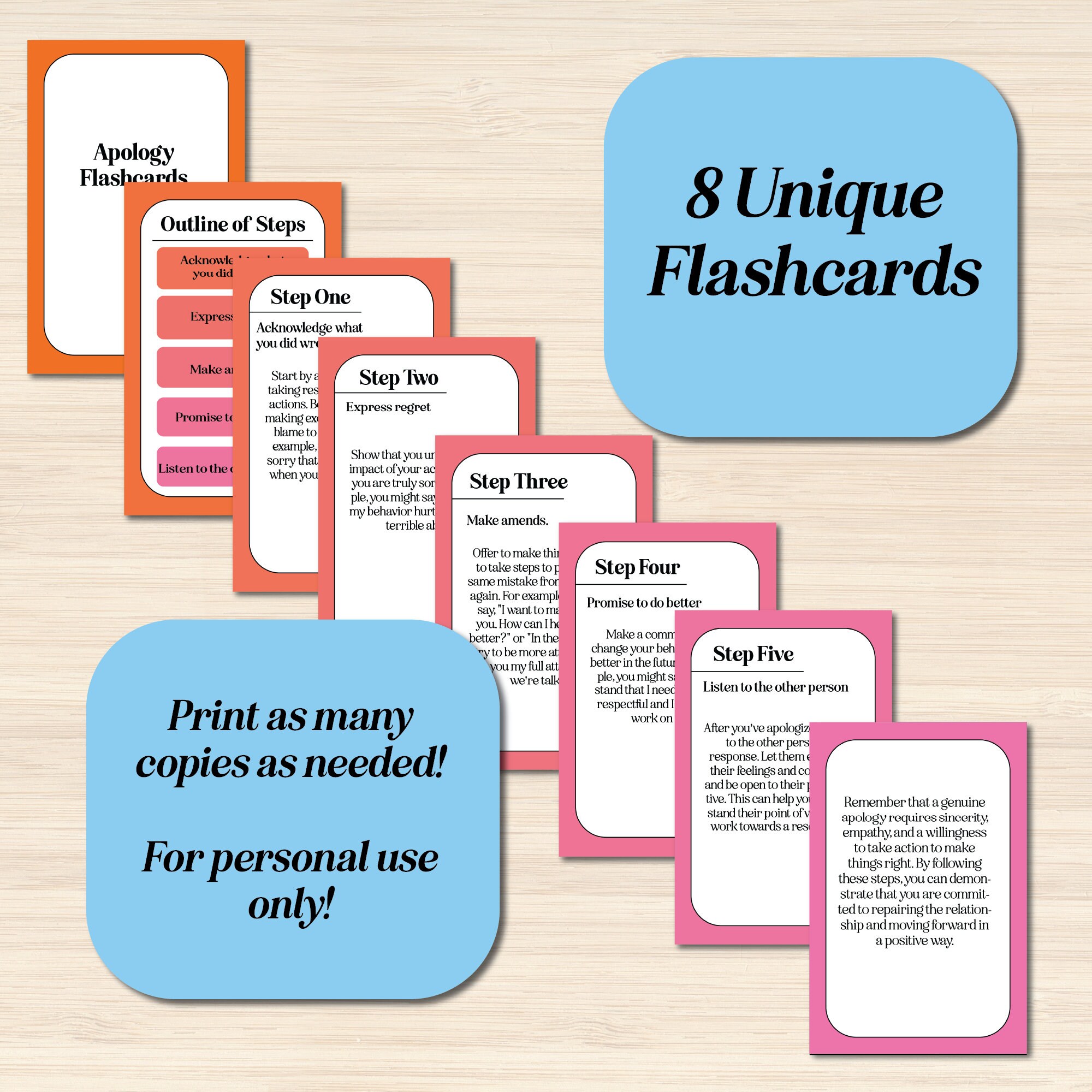 Apology Flashcards - A Helpful Resource for Therapy, Coping, and ...