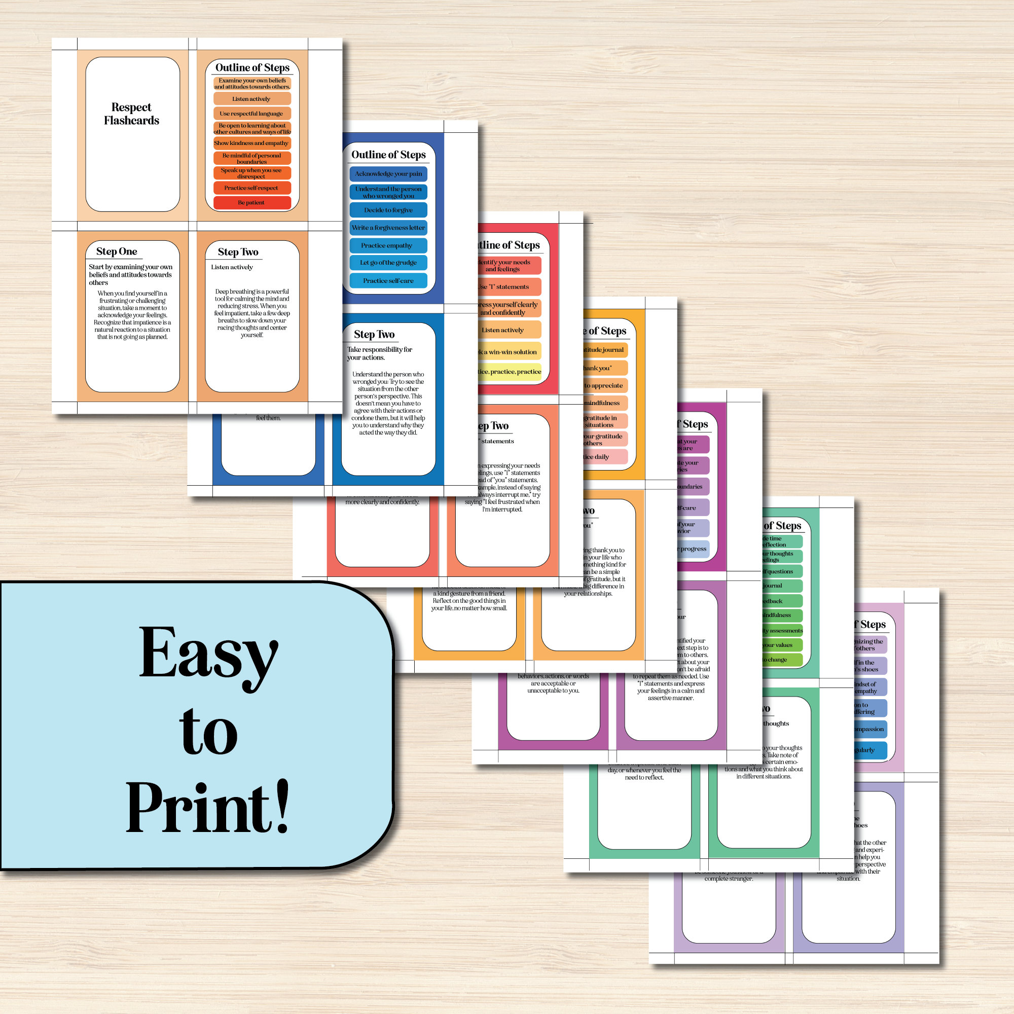 Personal Development Flashcard Bundle, Therapy, School Counseling, and ...