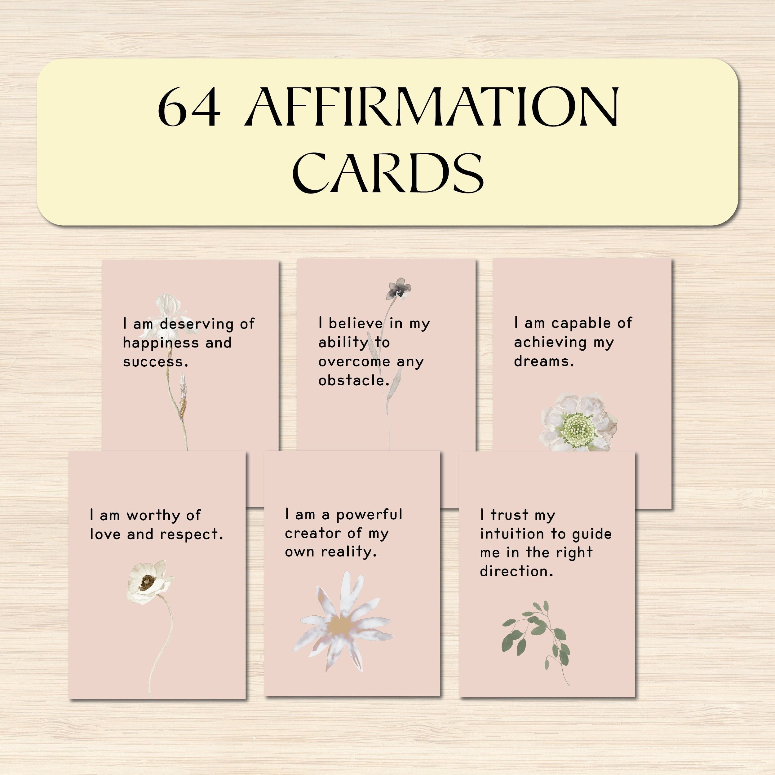 Affirmation Cards 64 Mindful Watercolor Flower Affirmations for ...