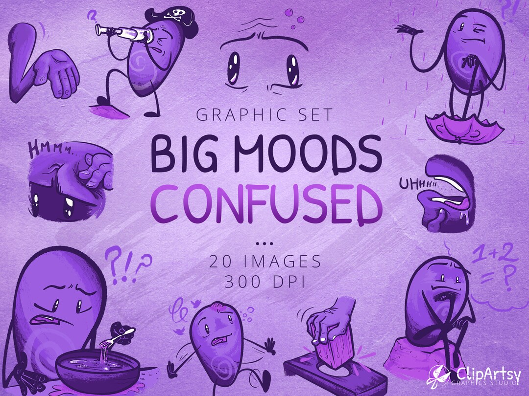 Big Moods CONFUSED Emotion Clipart | Instant Download | Print-ready ...