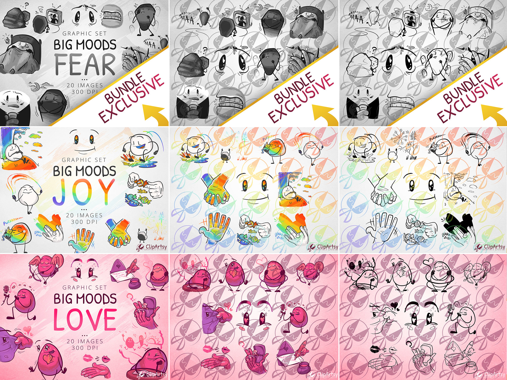 Mega Moods Emotion Clipart Ultimate Bundle Digital Print-ready Graphics ...