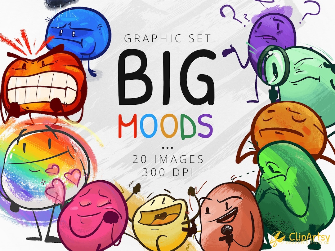 Big Moods Emotion Clipart | Instant Download | Print-ready Graphics for ...