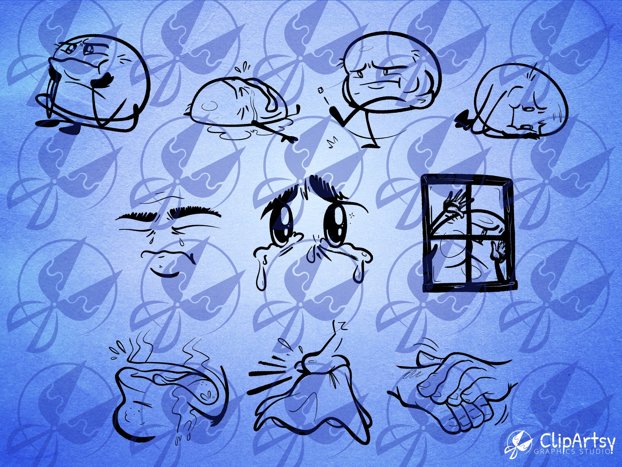 Big Moods SAD Emotion Clipart | Instant Download | Print-ready Graphics ...