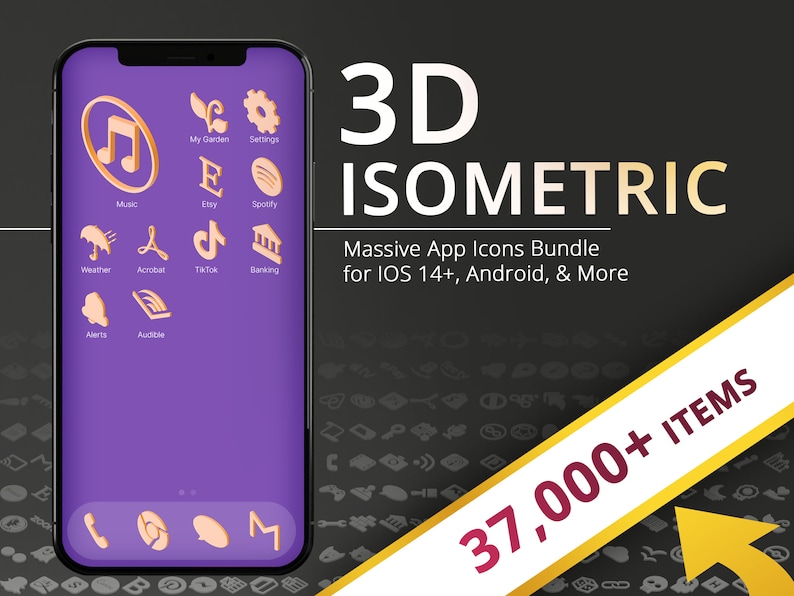 37,000+ 3D Isometric App Icon Bundle for Ios 14 & Android | Personalize ...