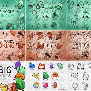 Mega Moods Emotion Clipart Ultimate Bundle Digital Print-ready Graphics ...