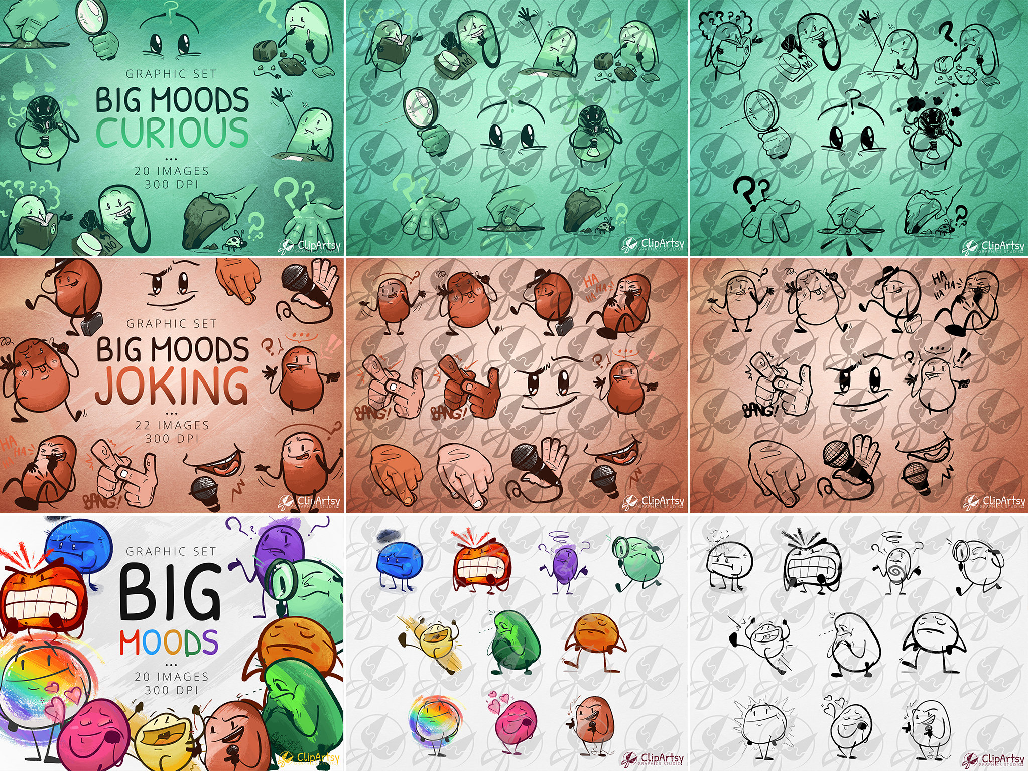 Mega Moods Emotion Clipart Ultimate Bundle Digital Print-ready Graphics ...