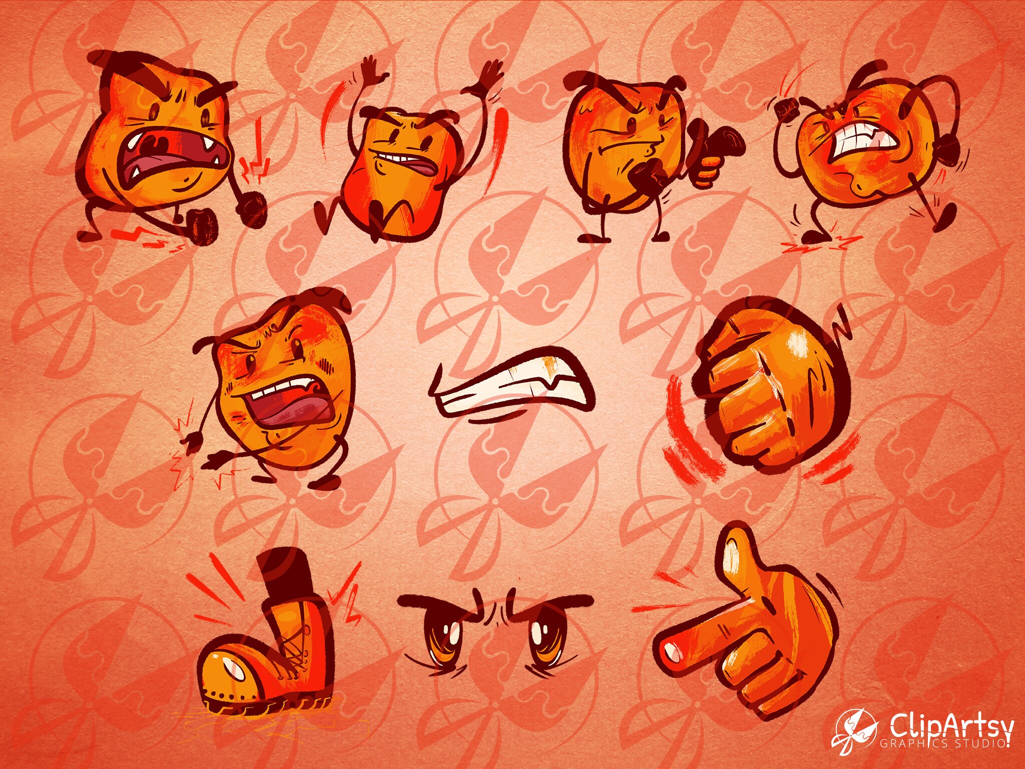 Big Moods ANGRY Emotion Clipart Instant Download Print-ready Graphics ...