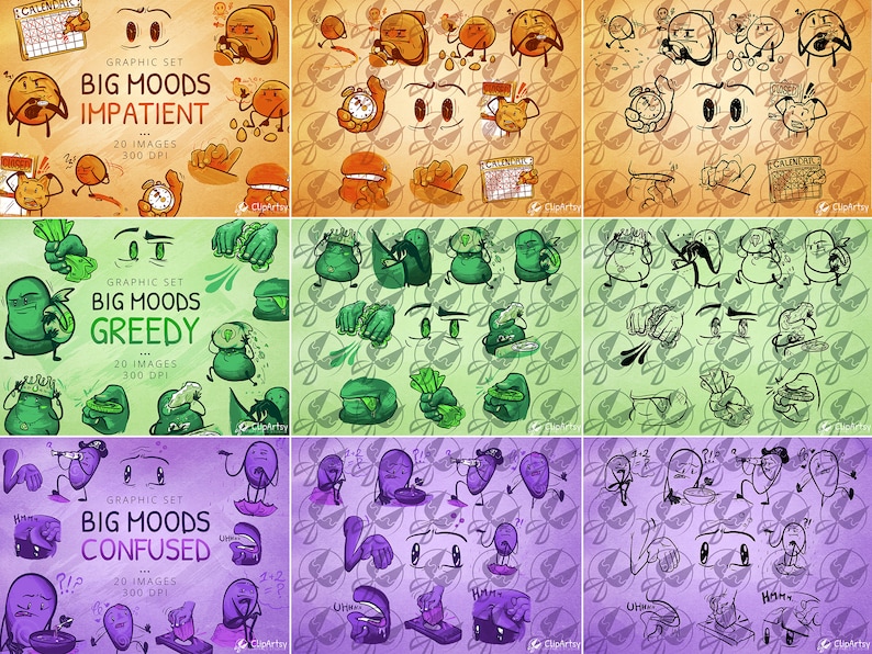 Mega Moods Emotion Clipart Ultimate Bundle Digital Print-ready Graphics ...